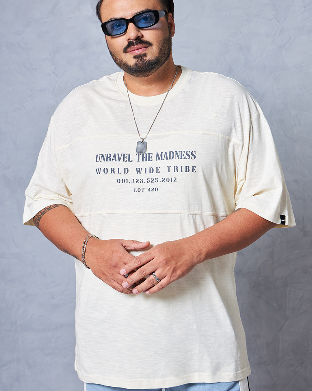 Buy Men's Gardenia Unravel The Madness Typography Oversized Plus Size T-shirt Online at Bewakoof