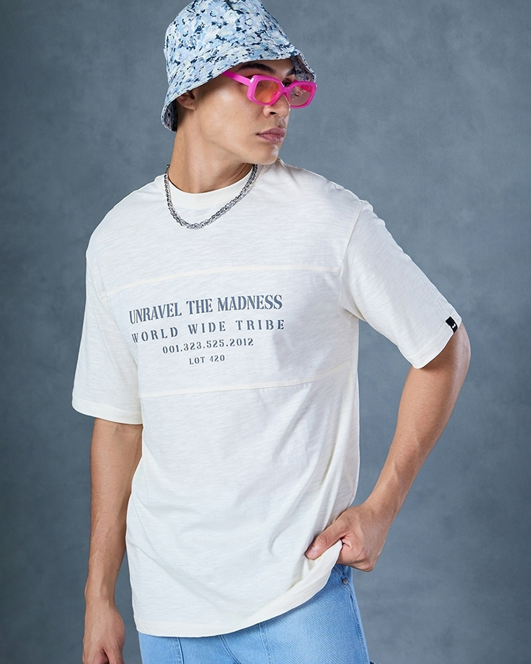 Buy Men's Gradenia Unravel the Madness Typography Oversized T-shirt ...