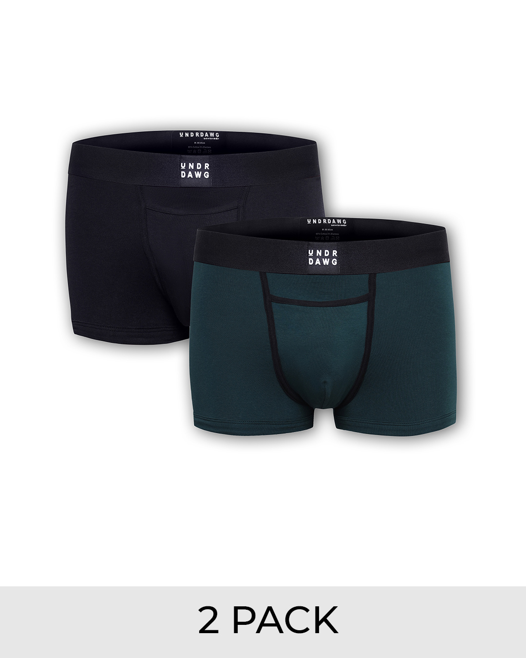 Buy Pack of 2 Men's Green & Black Basic Hipster Trunk Online in India ...