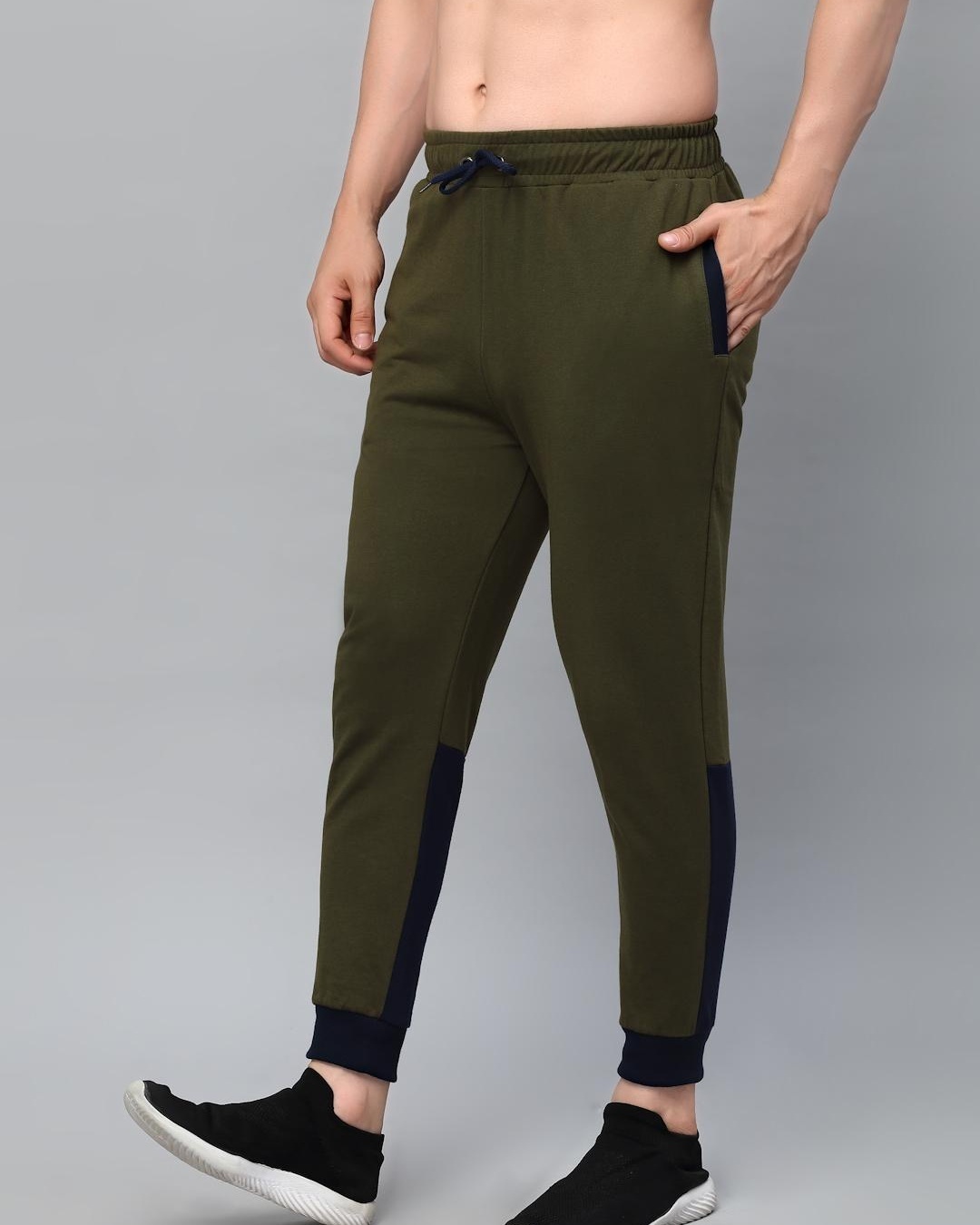 Buy Men's Green and Blue Color Block Joggers Online at Bewakoof