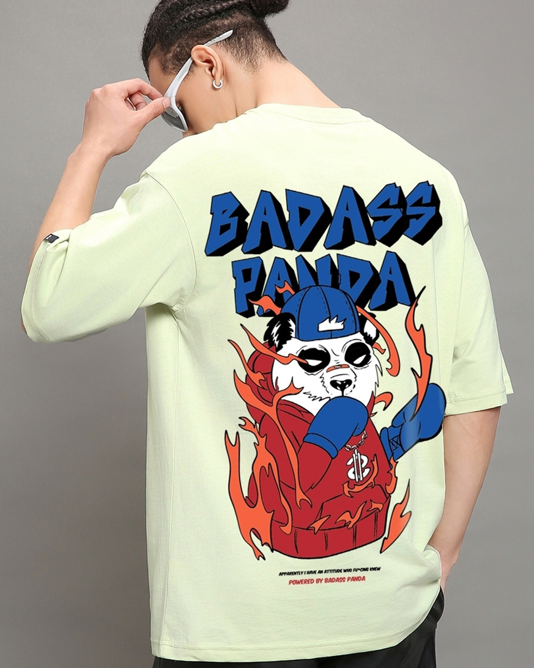 Buy Men's Green Badass Panda Graphic Printed Oversized T-shirt Online ...