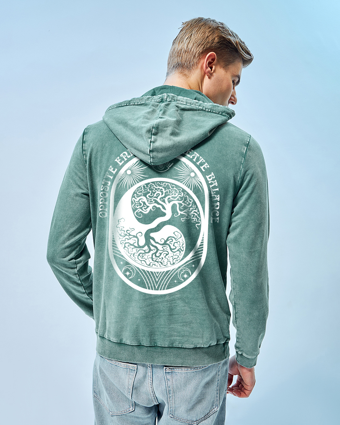 Buy Men's Green Balance Is The Key Graphic Printed Hoodies Online at ...