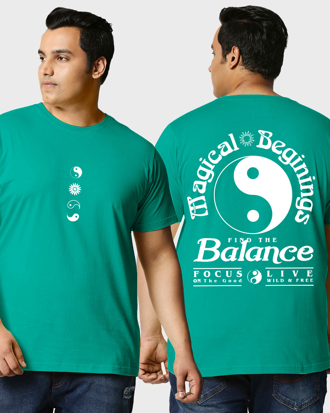 Buy Men's Green Balance is the Key Typography Plus Size T-shirt Online ...