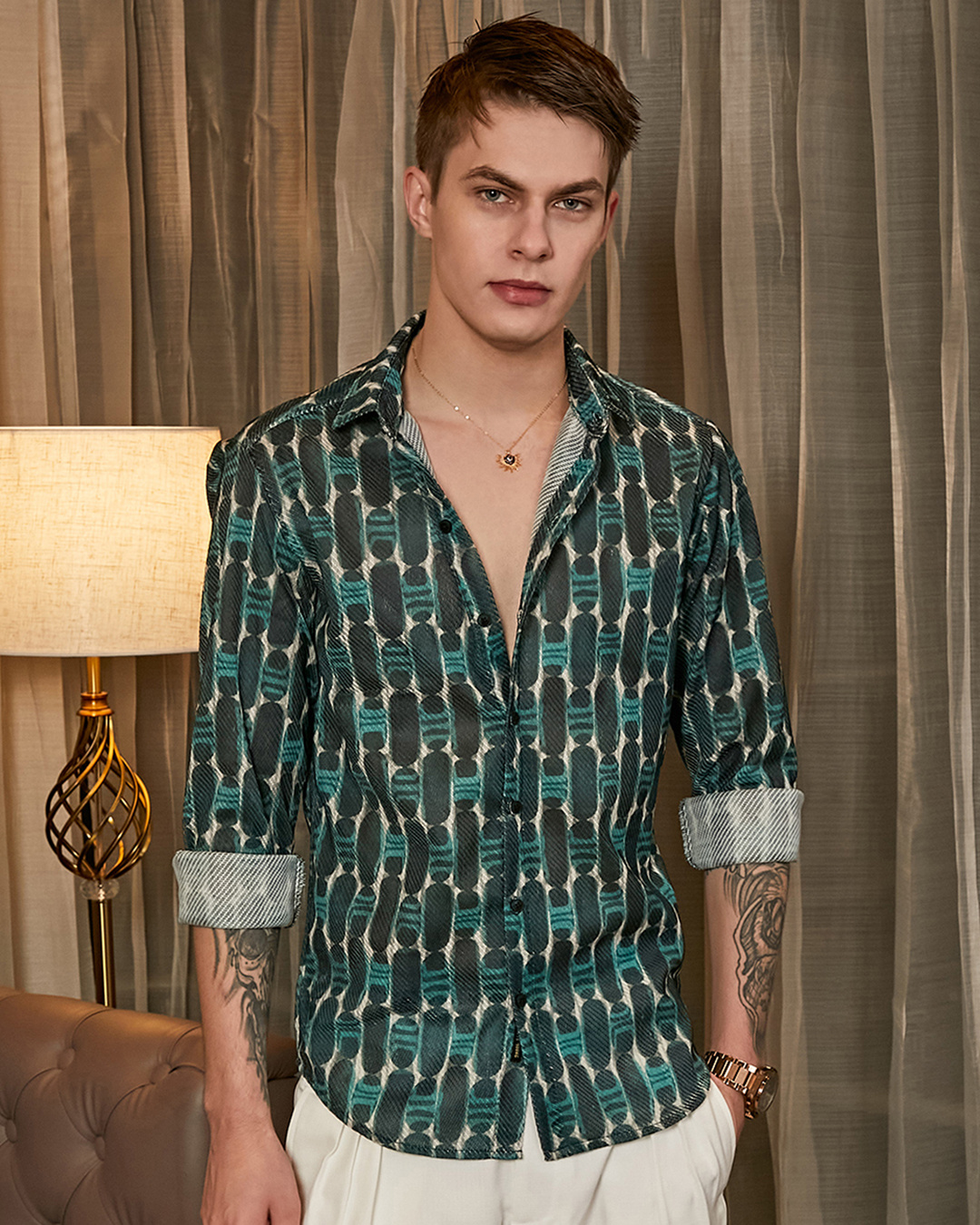 Buy Men's Green & Black All Over Printed Shirt Online at Bewakoof