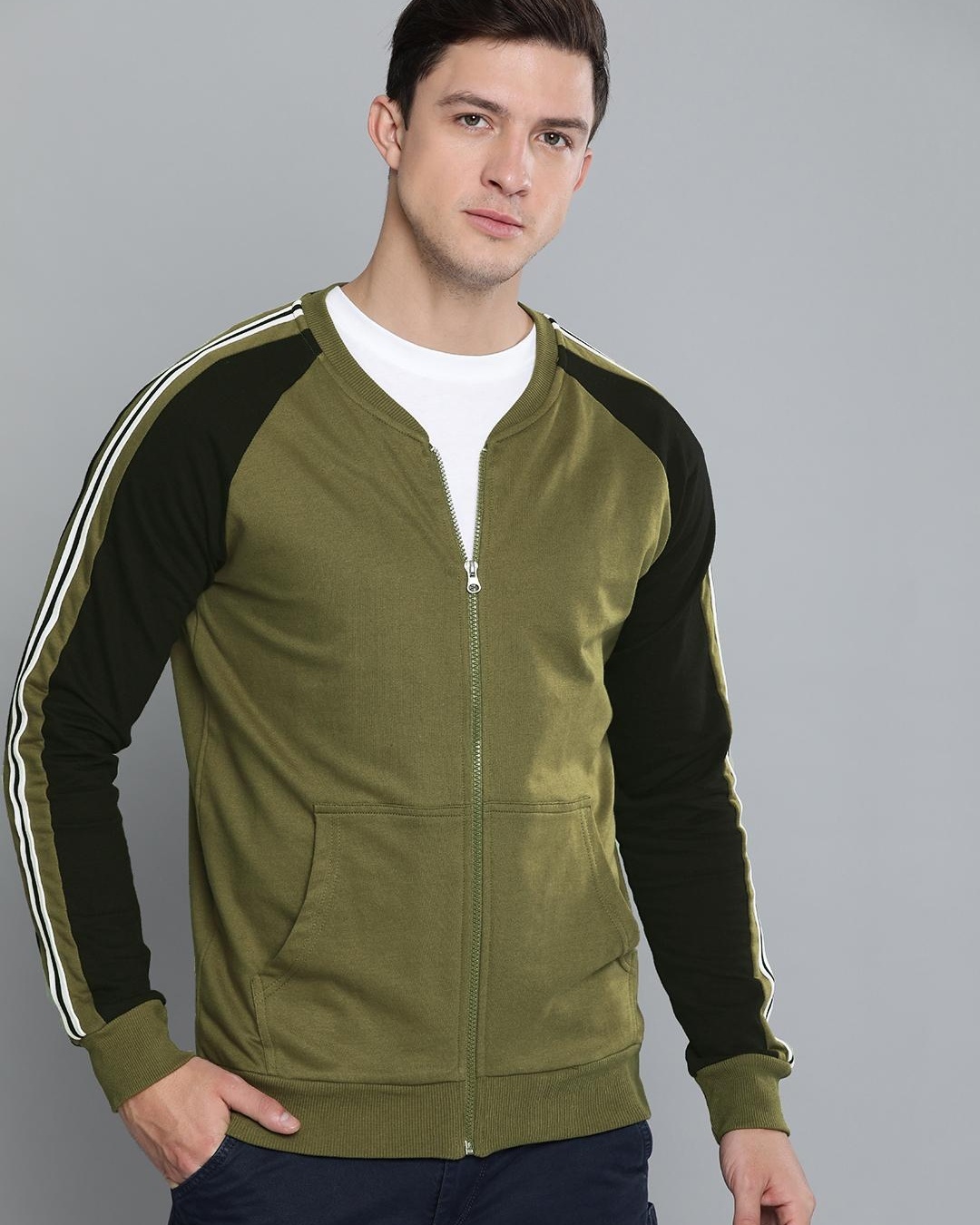 Buy Men's Green & Black Color Block Jacket Online at Bewakoof