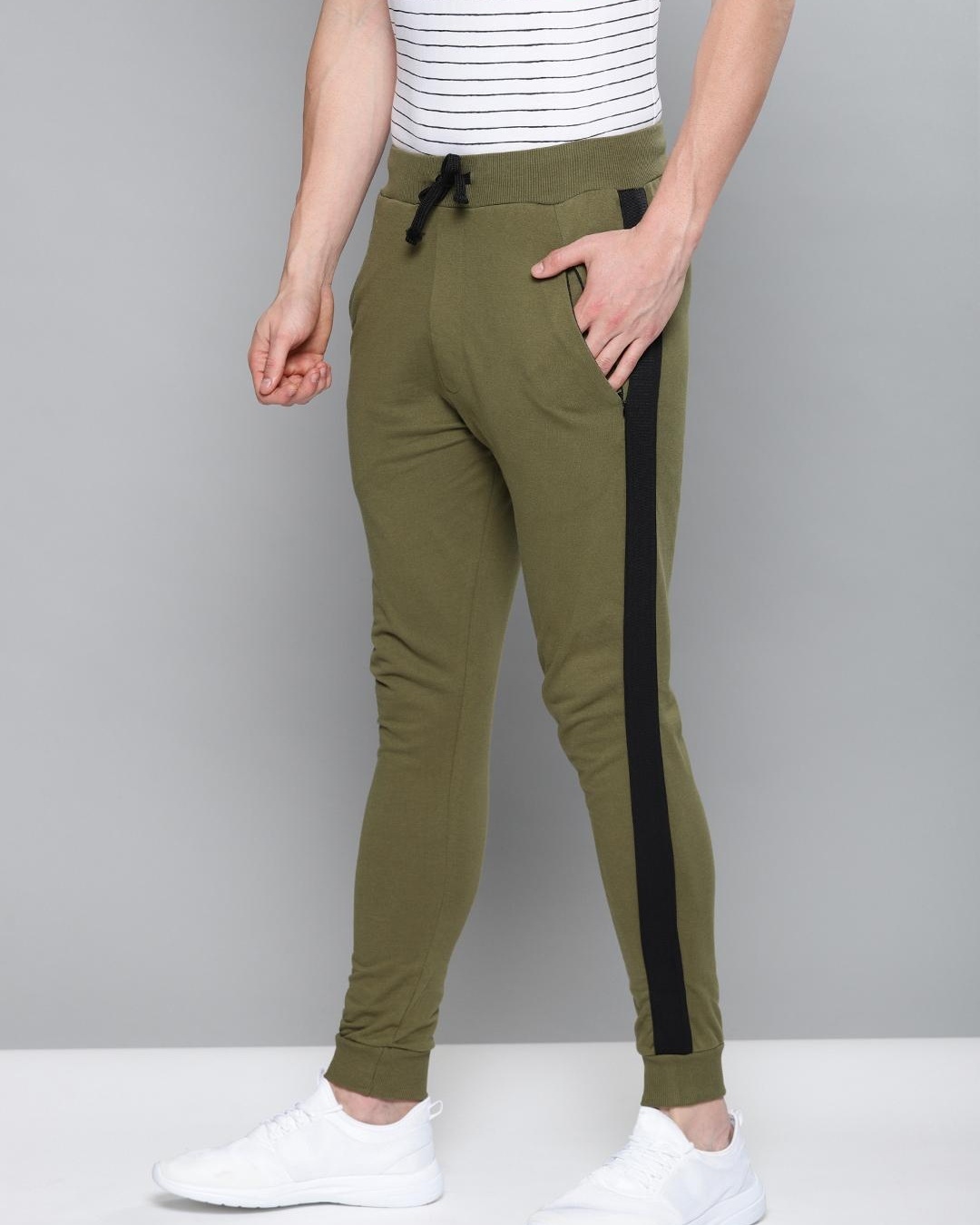 Buy Men's Green Color Block Joggers Online at Bewakoof