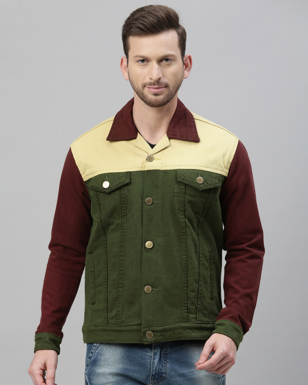Buy Men's Green Color Block Slim Fit Jacket Online at Bewakoof