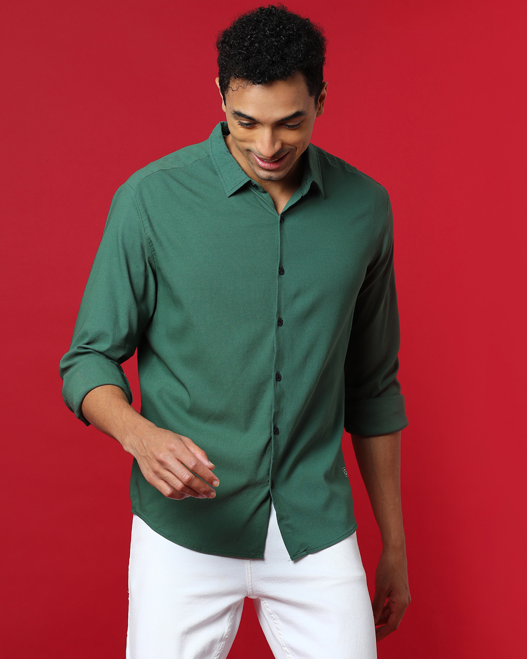 Buy Men's Green Cotton Shirt Online at Bewakoof