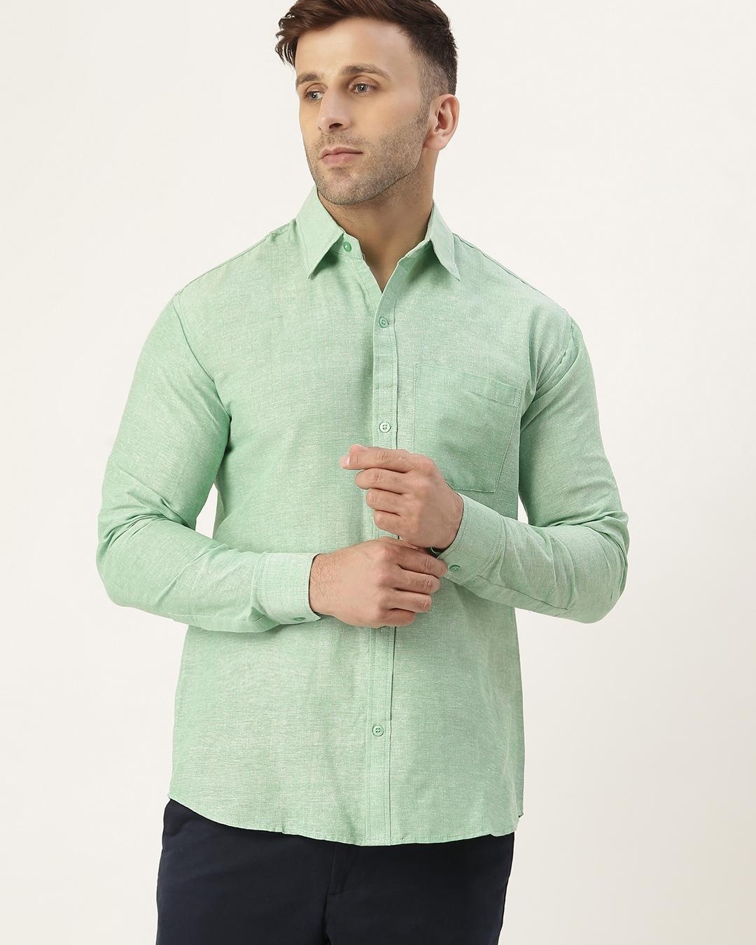 Buy Men's Green Cotton Shirt Online at Bewakoof