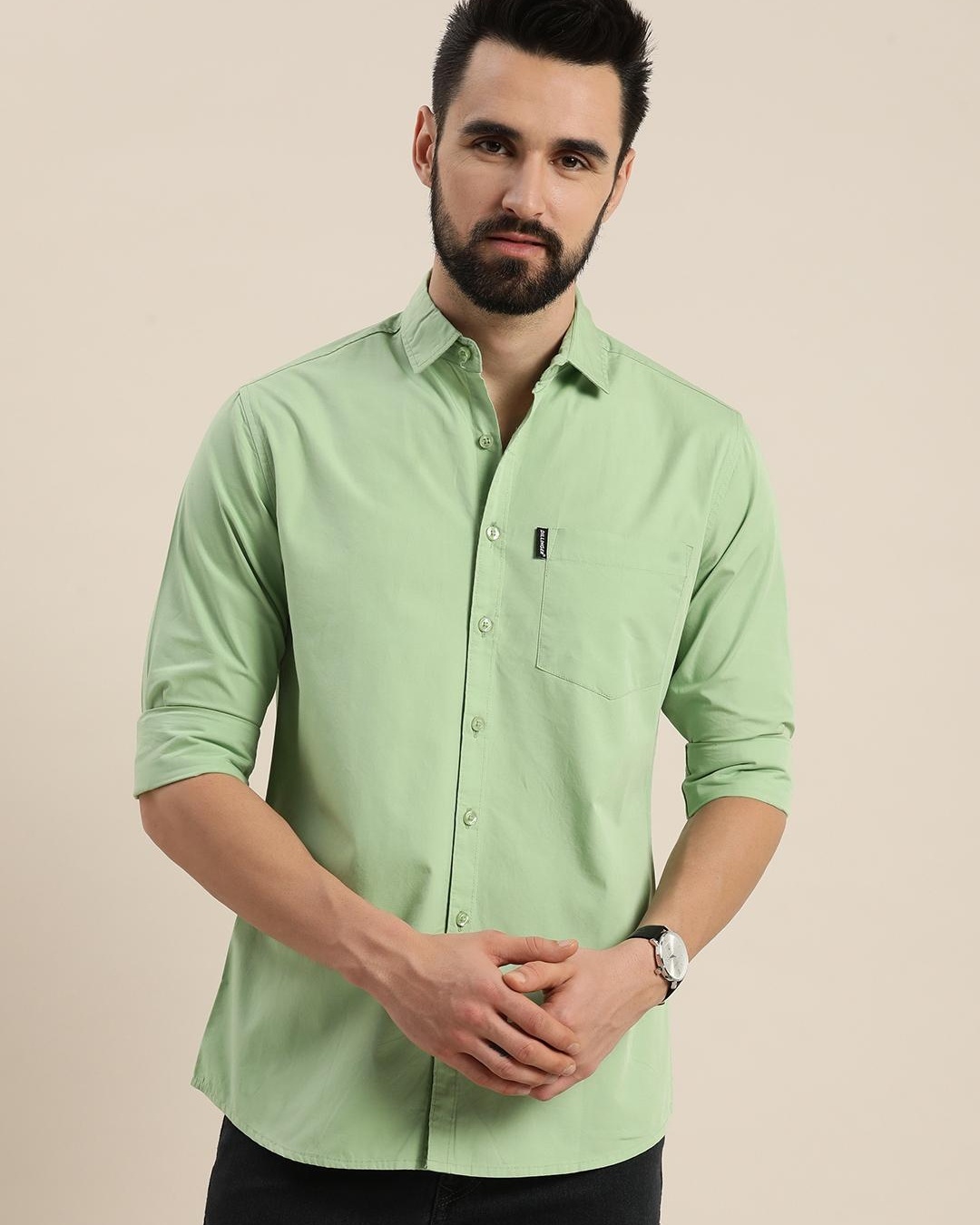 Buy Men's Green Cotton Shirt Online at Bewakoof