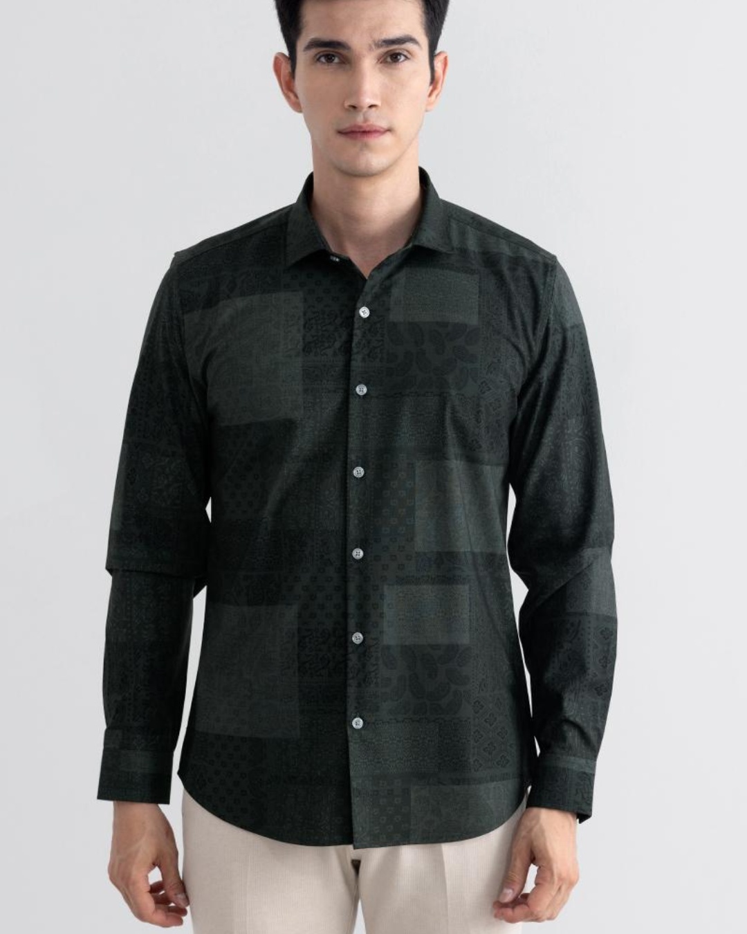 Buy Men's Green Ethnic Motif Printed Slim Fit Shirt Online at Bewakoof