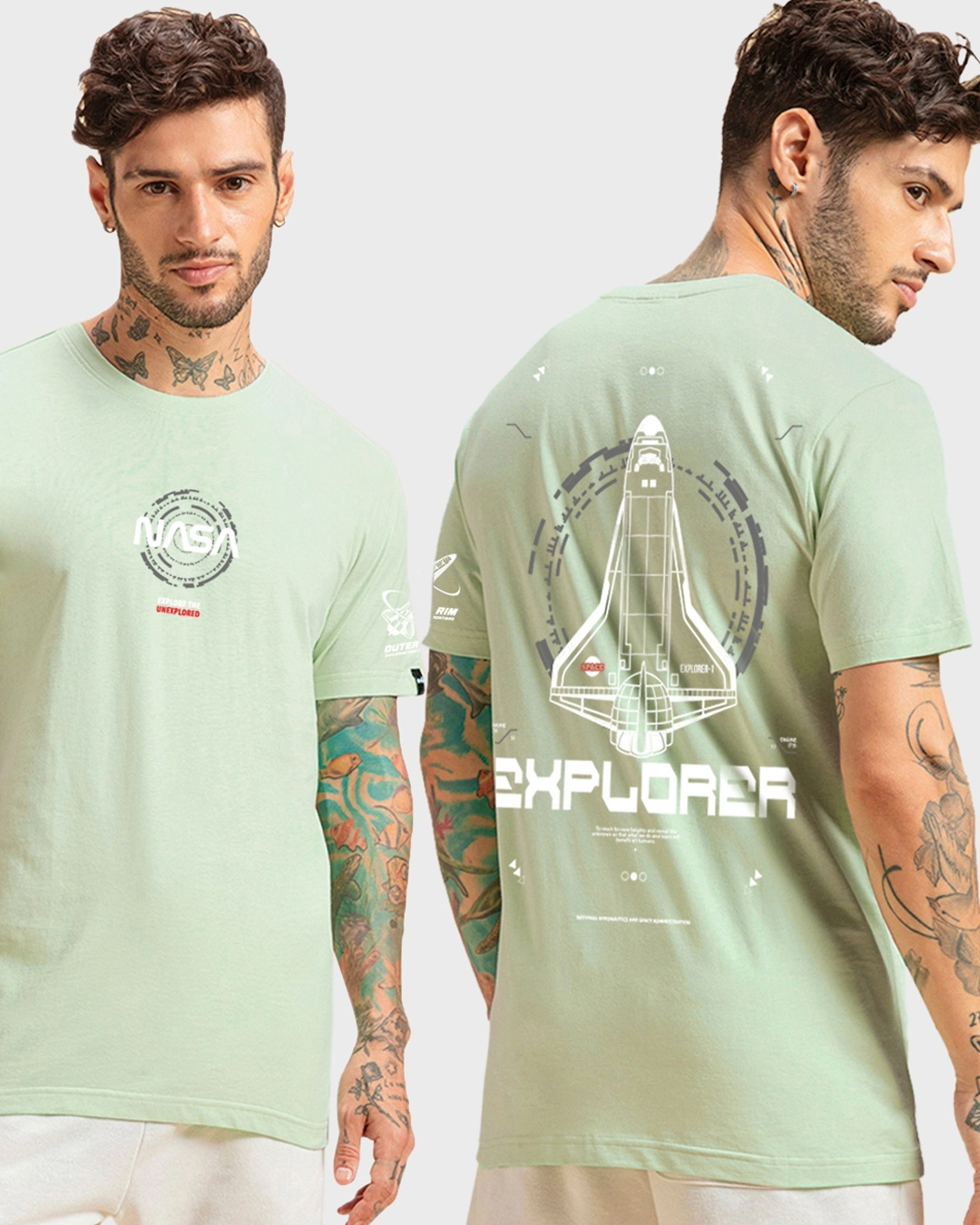 Buy Men's Green Explorer Nasa Graphic Printed T-shirt Online at Bewakoof