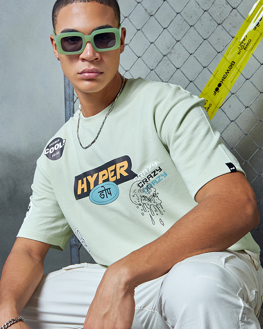 Buy Men's Green Graphic Printed Oversized T-shirt Online at Bewakoof