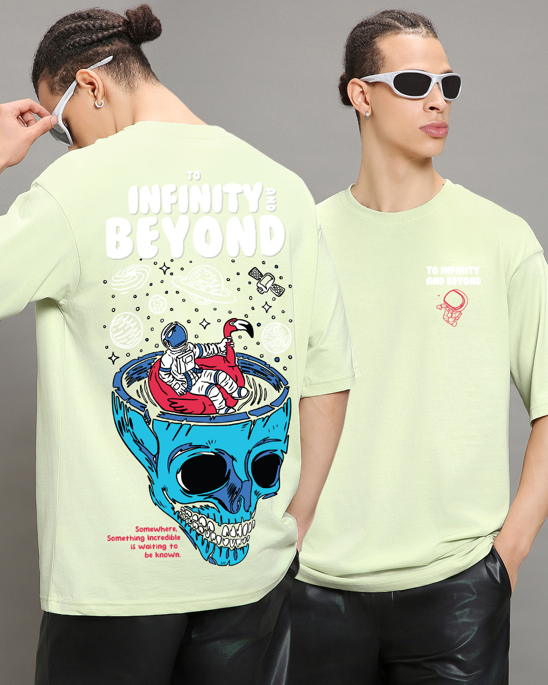 Buy Men's Green Infinity Space Graphic Printed Oversized T-shirt Online ...