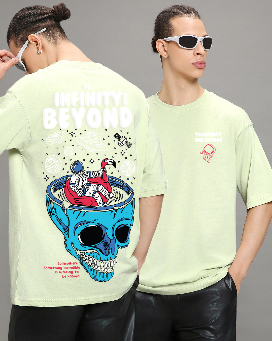 Buy Men's Green Infinity Space Graphic Printed Oversized T-shirt Online ...