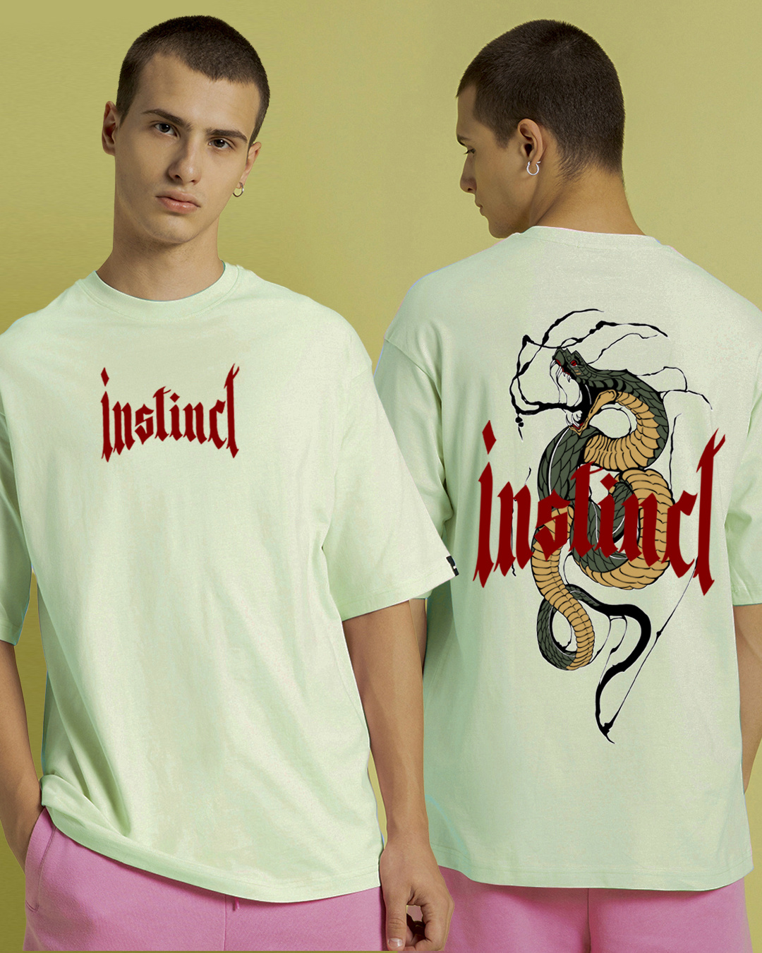 Buy Men's Green Instinct Graphic Printed Oversized T-shirt Online at ...