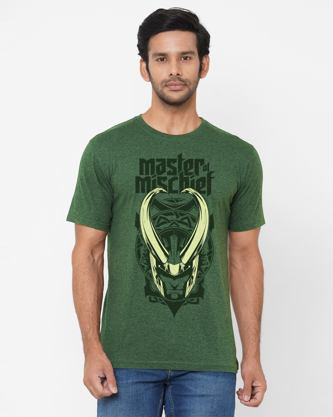 Buy Men's Green Master of Mischief Marvel Official Cotton T-shirt ...