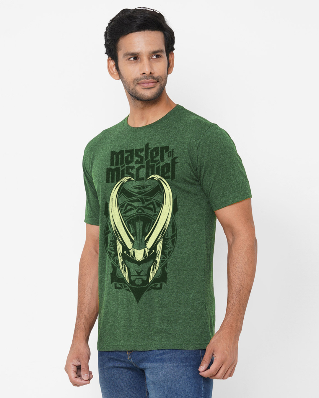 Buy Men's Green Master of Mischief Marvel Official Cotton T-shirt ...