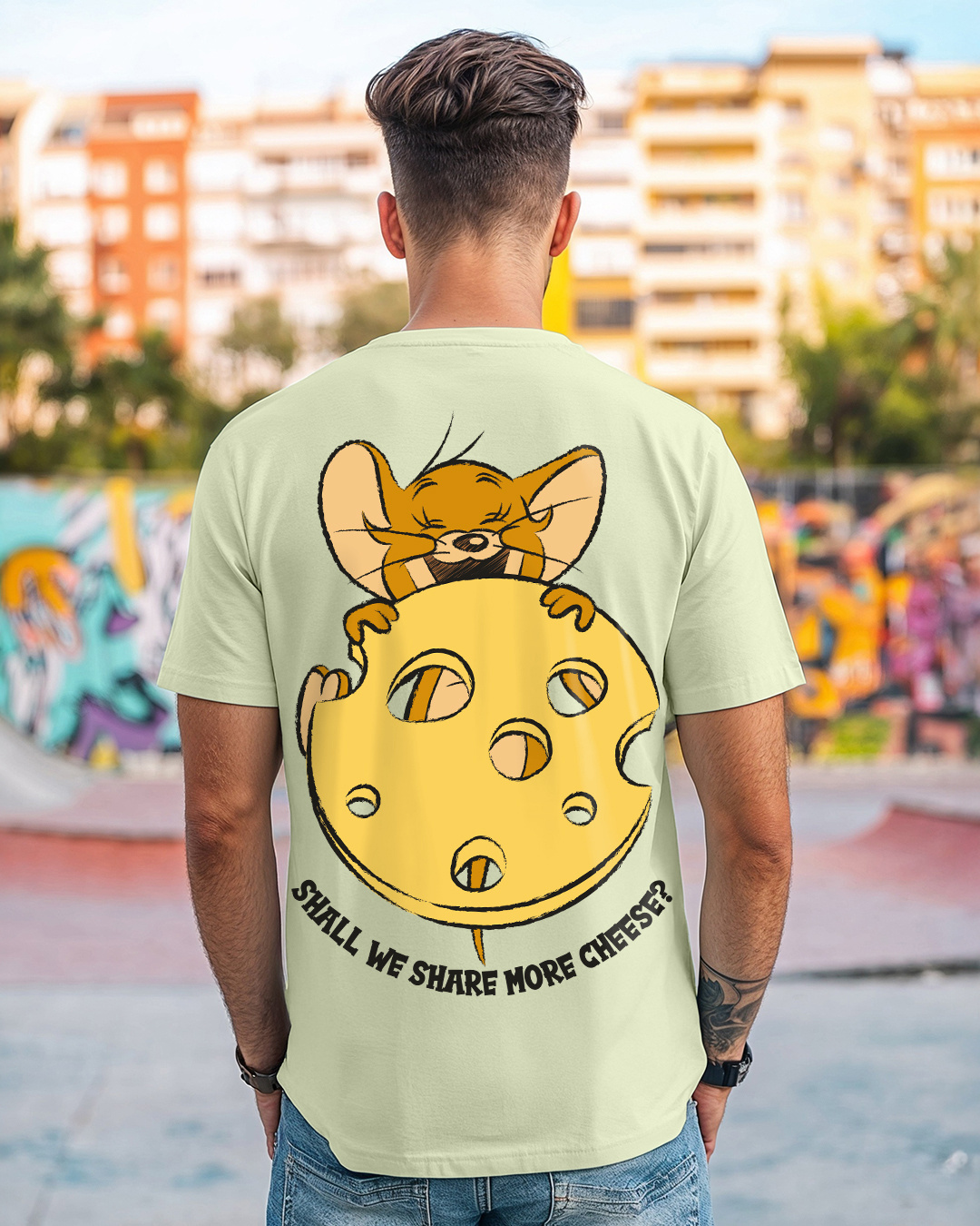 Buy Men's Green More Cheese Graphic Printed T-shirt Online at Bewakoof