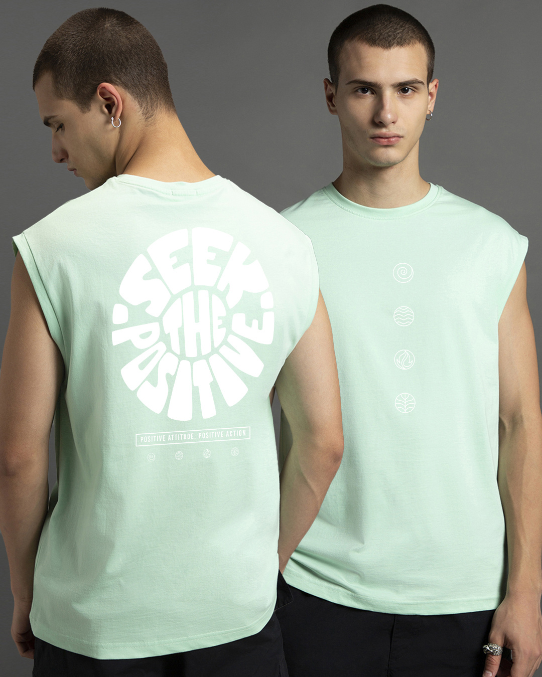 Buy Men's Green Peace Seeker Graphic Printed Boxy Fit Vest Online at ...