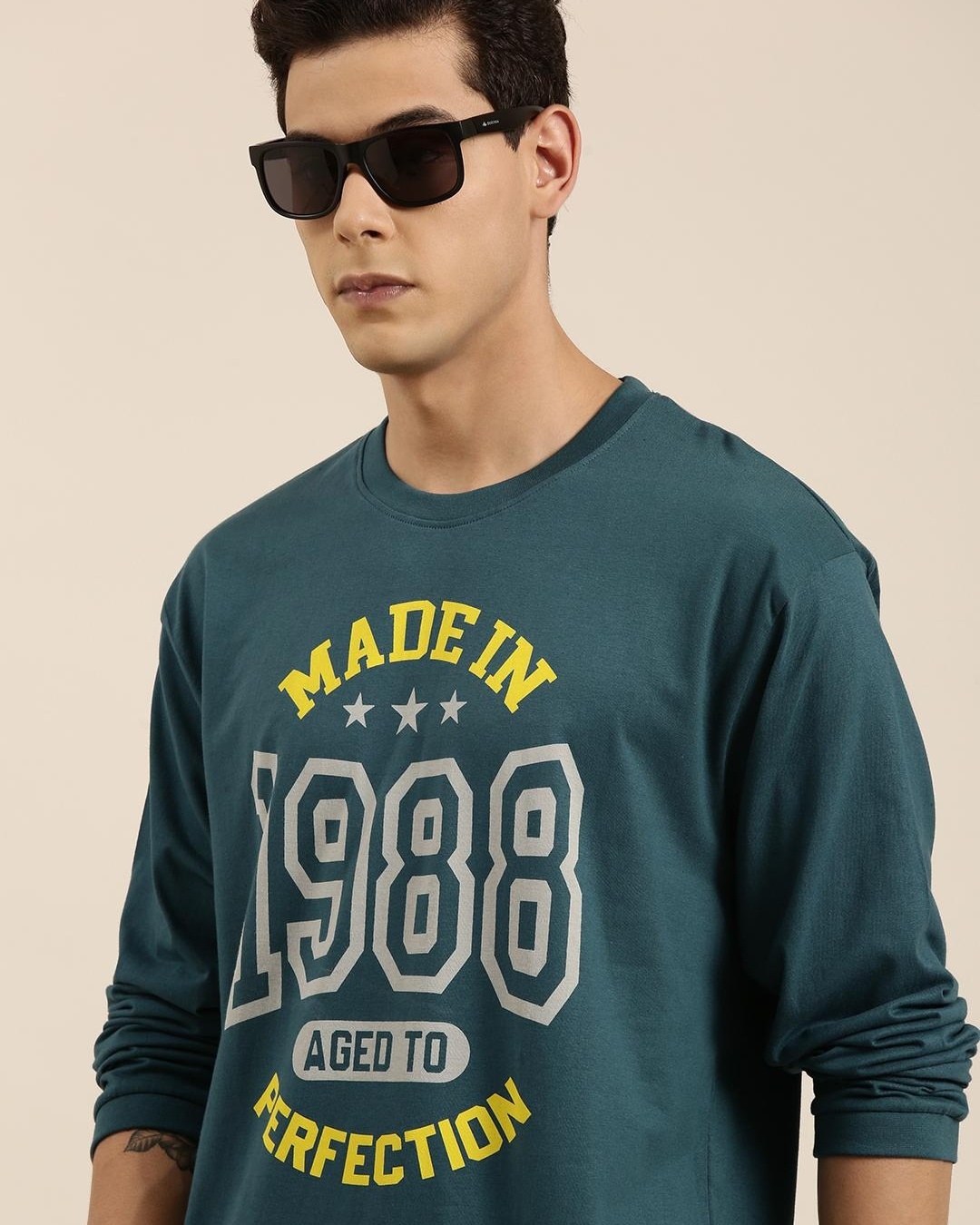 Buy Men's Green Perfection Typography Oversized T-shirt Online at Bewakoof