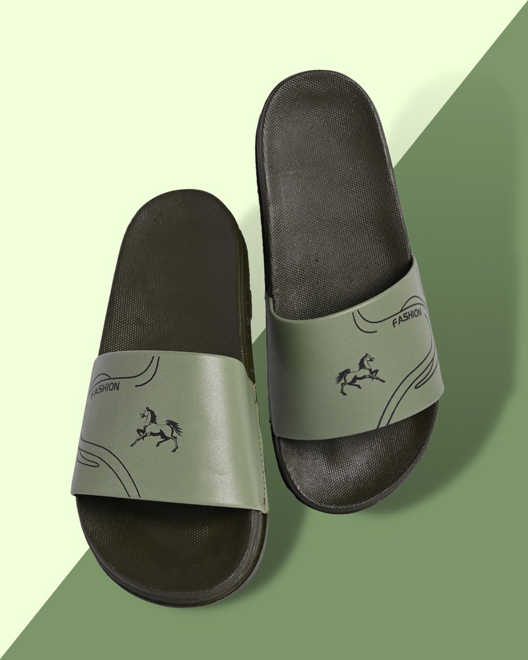 Buy Men's Green Printed Sliders Online in India at Bewakoof