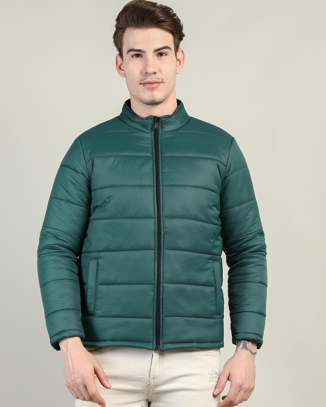 Buy Men's Green Puffer Jacket Online at Bewakoof