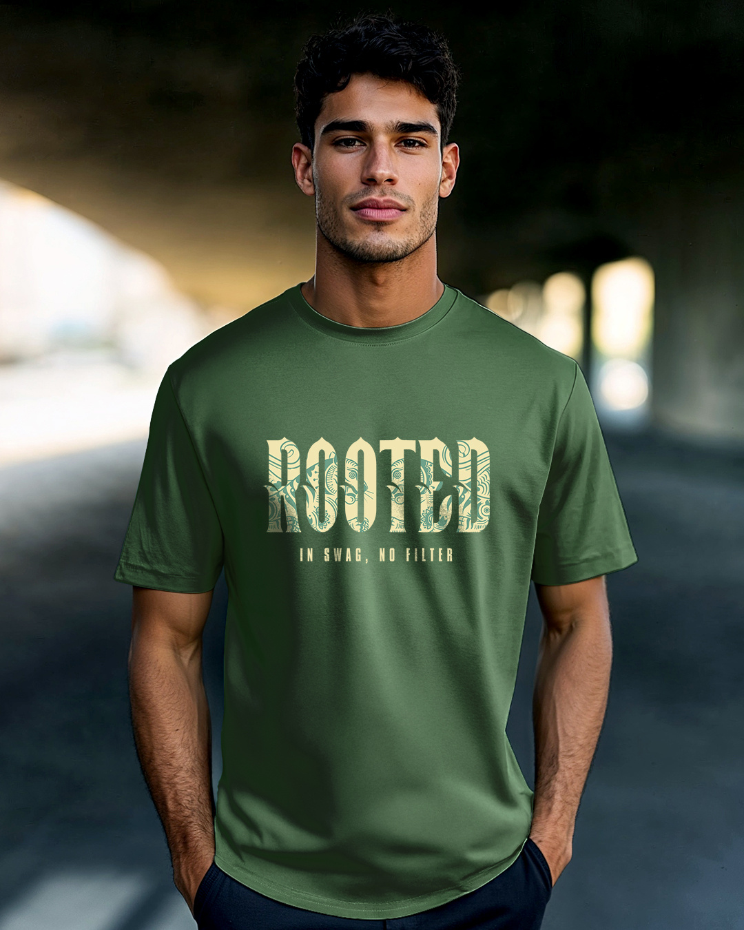 Buy Men's Green Sanskari Drip Typography T-shirt Online at Bewakoof