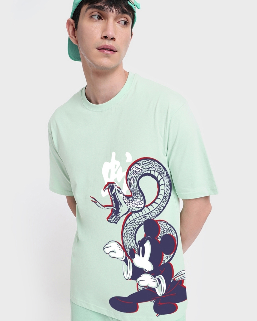 Buy Men's Green Snakest Yle Graphic Printed Oversized T-shirt Online at ...