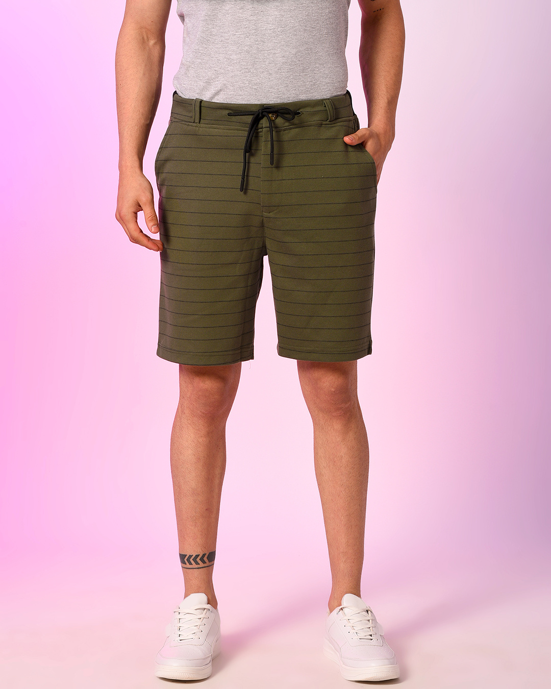 Buy Men's Green Striped Drawstring Shorts Online at Bewakoof
