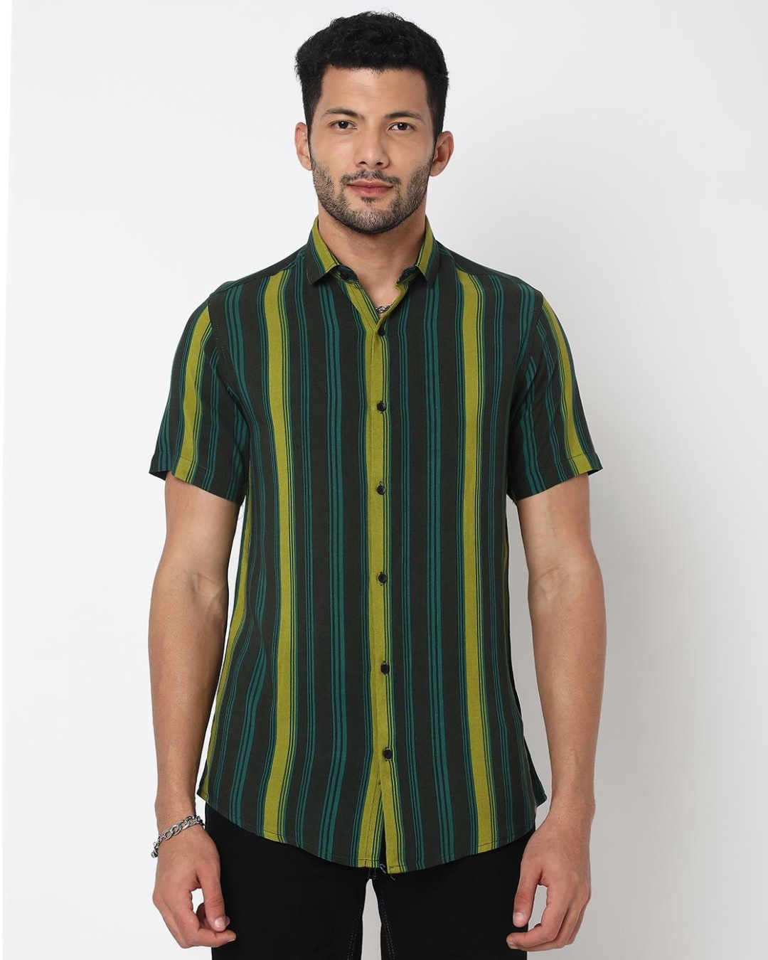 Buy Men's Green Striped Shirt Online at Bewakoof