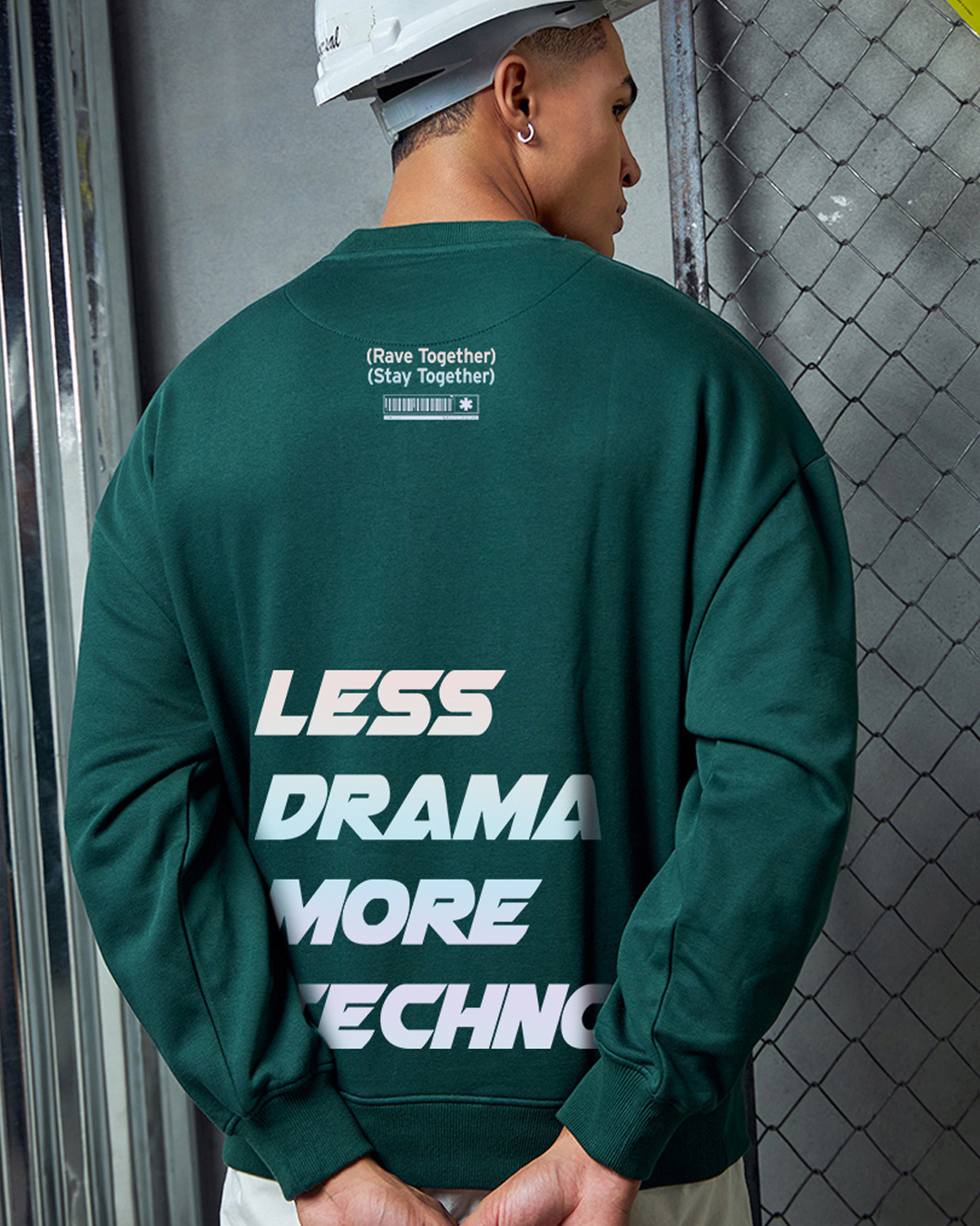 Buy Men's Green Techno Rave Graphic Printed Oversized Sweatshirt Online ...