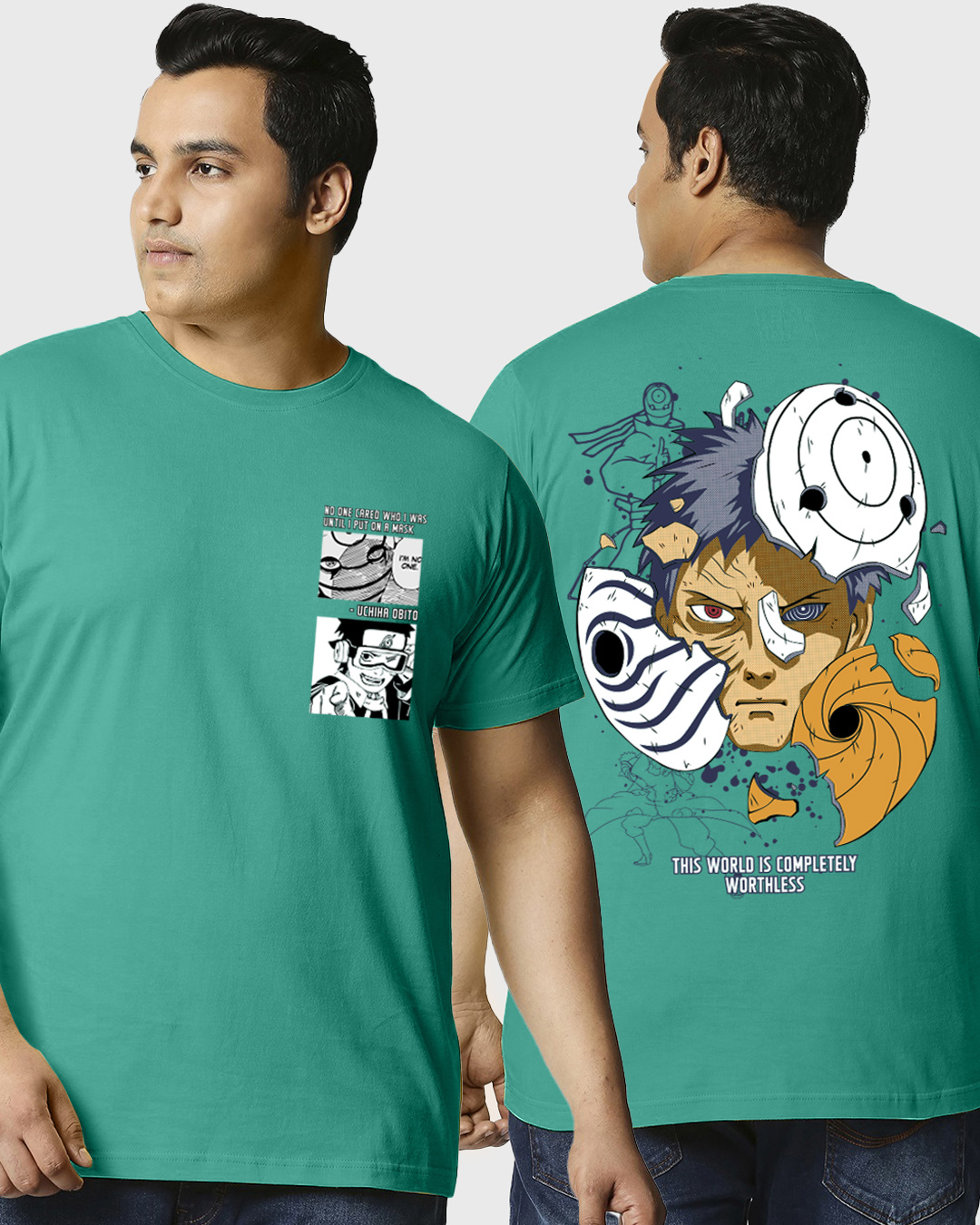 Buy Men's Green Uchiha Obito Graphic Printed Plus Size T-shirt Online ...