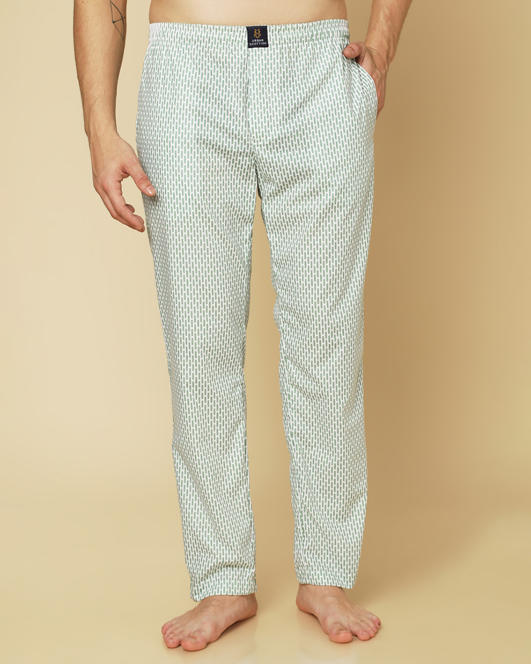 Buy Men's Green & White All Over Printed Pyjamas Online in India at ...