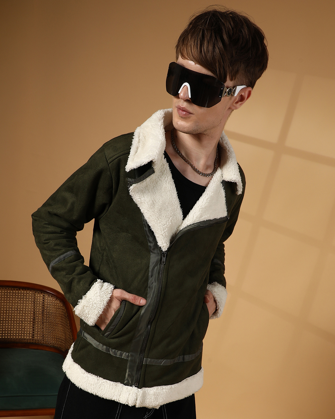 Buy Men's Green & White Jacket Online at Bewakoof