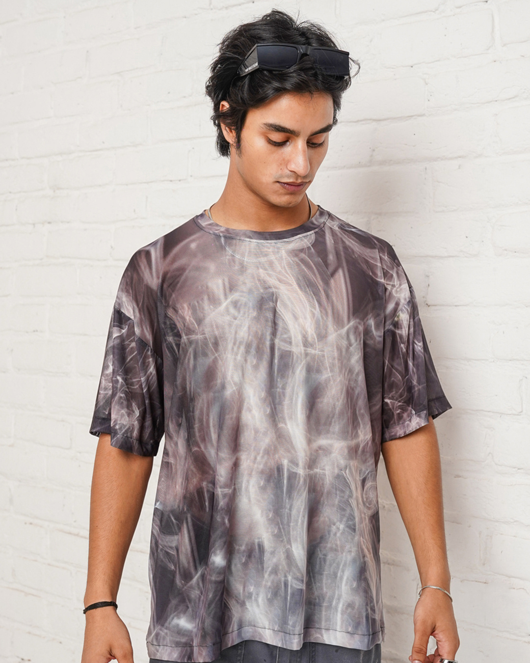 Buy Men's Grey All Over Abstract Printed Oversized T-shirt Online at Bewakoof