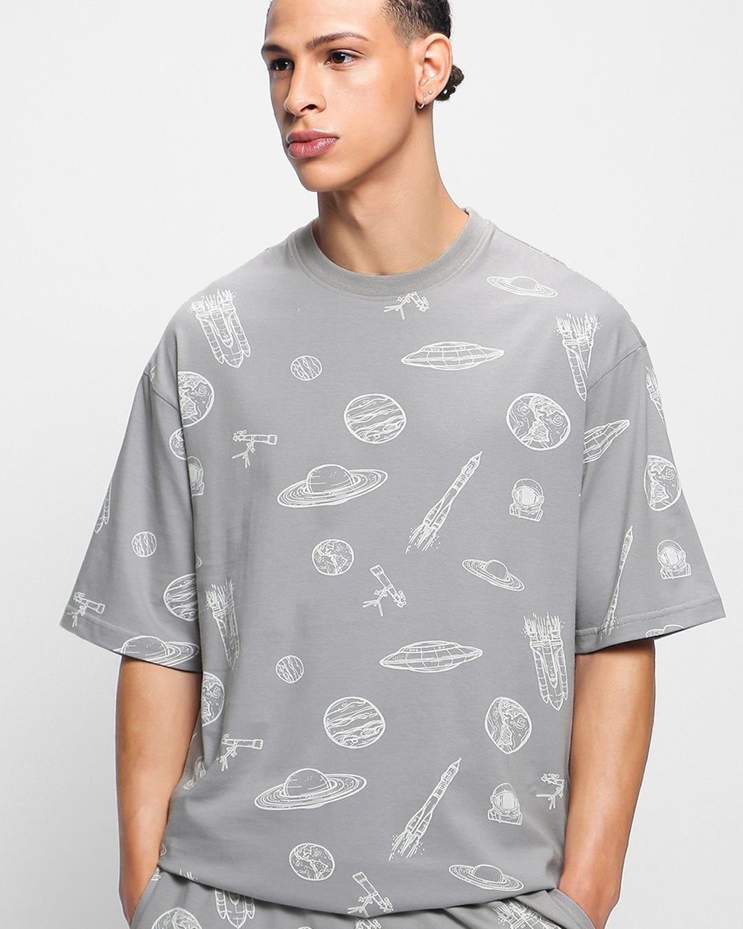 Buy Men's Grey All Over Printed Oversized Plus Size T-shirt Online at ...