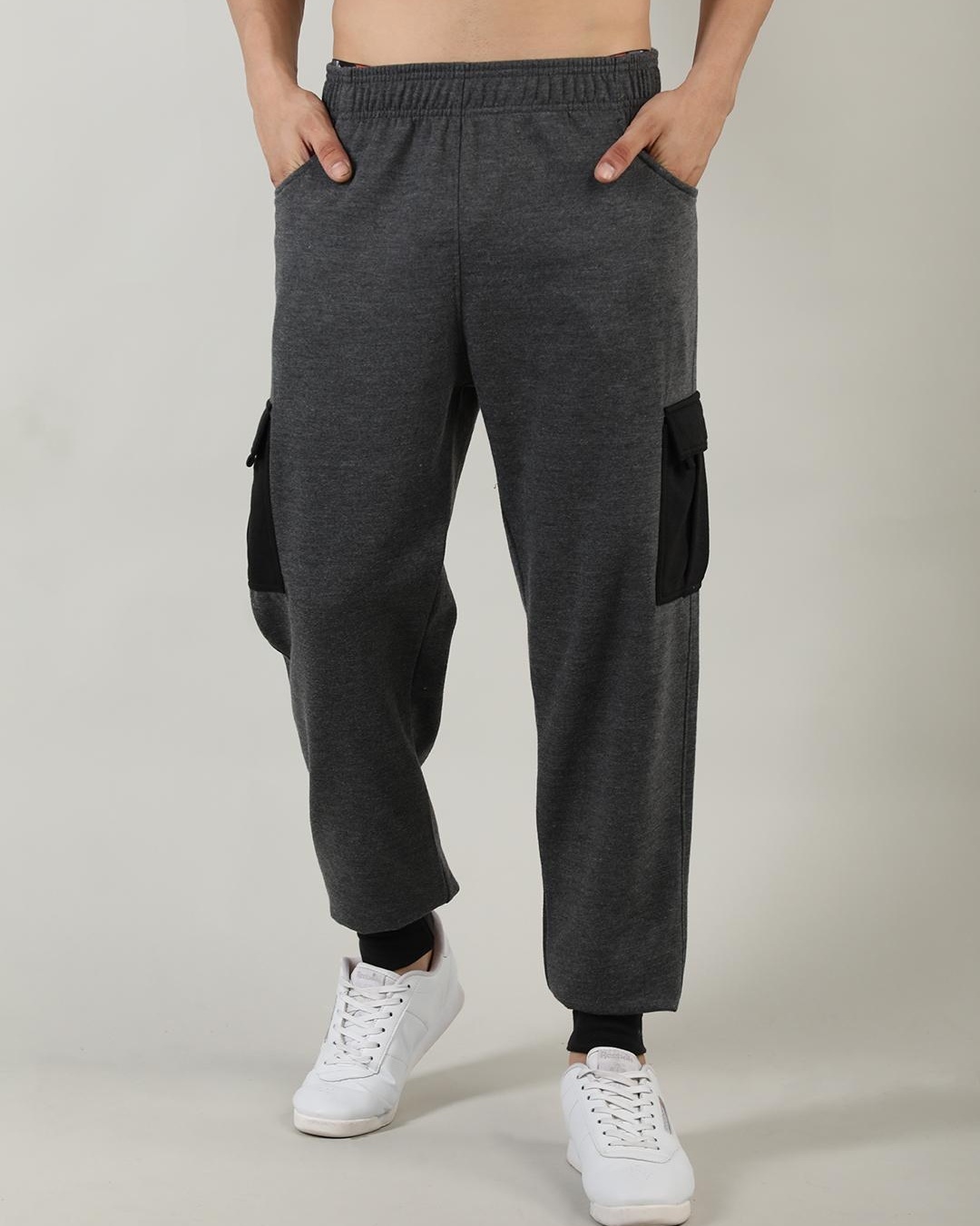 Buy Men's Grey and Black Color Block Track Pants Online at Bewakoof