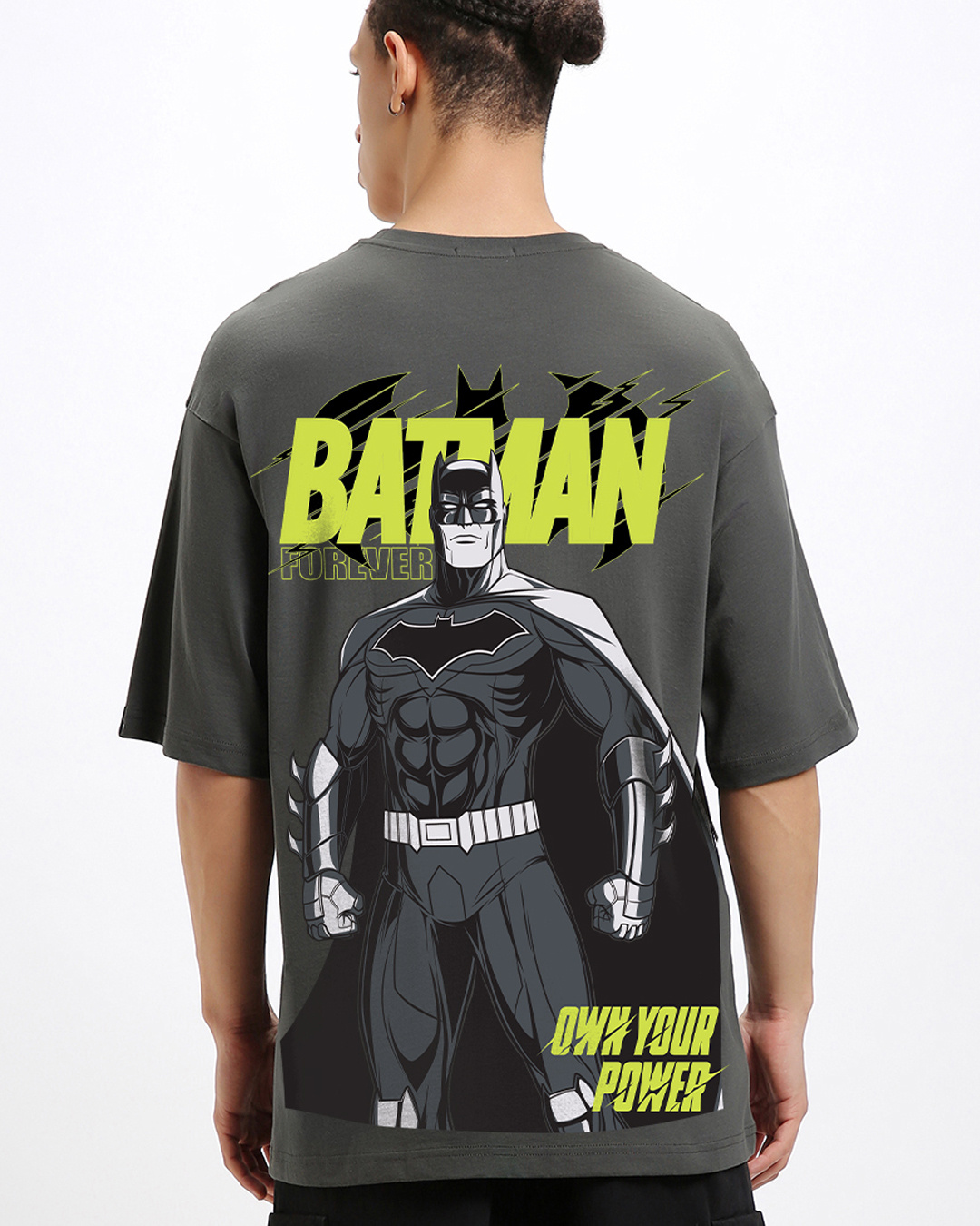 Buy Men's Grey Batman Graphic Printed Oversized T-shirt Online at Bewakoof