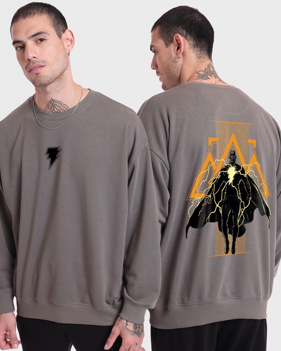 Buy Men's Grey Black Adam Anti Hero Graphic Printed Oversized ...