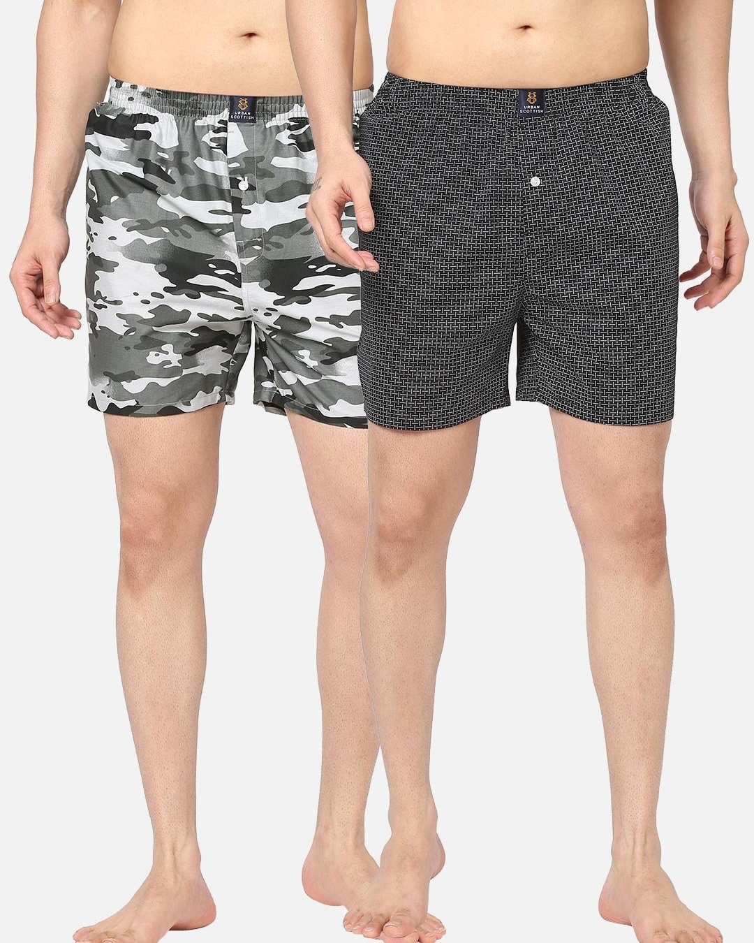 Buy Pack of 2 Men's Grey & Black All Over Printed Boxers Online in ...
