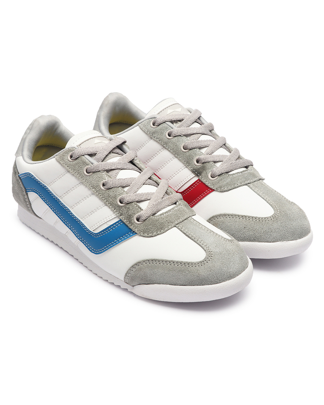 Buy Men's Grey & Blue Color Block Sneakers Online in India at Bewakoof