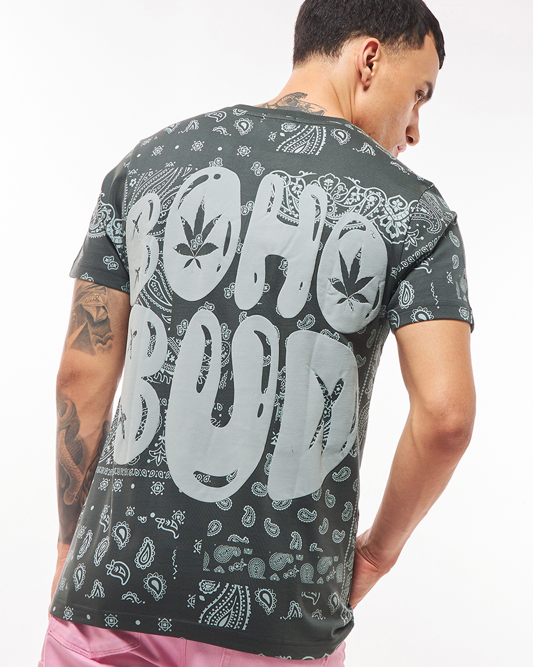 Buy Men's Grey Boho Bud All Over Printed T-shirt Online at Bewakoof