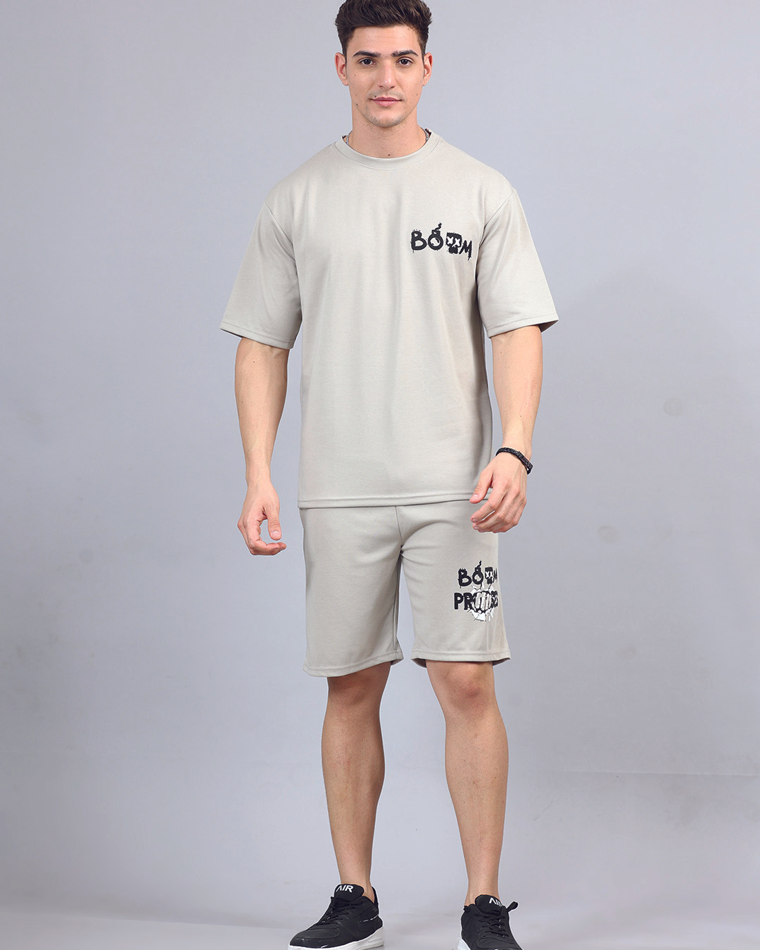 Buy Men's Grey Boom Graphic Printed Oversized Co-ordinates Online in ...