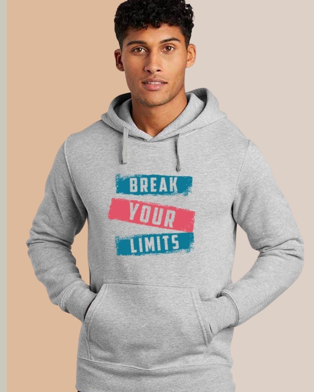 Buy Men's Grey Break Your Limits Typography Hoodie Online at Bewakoof