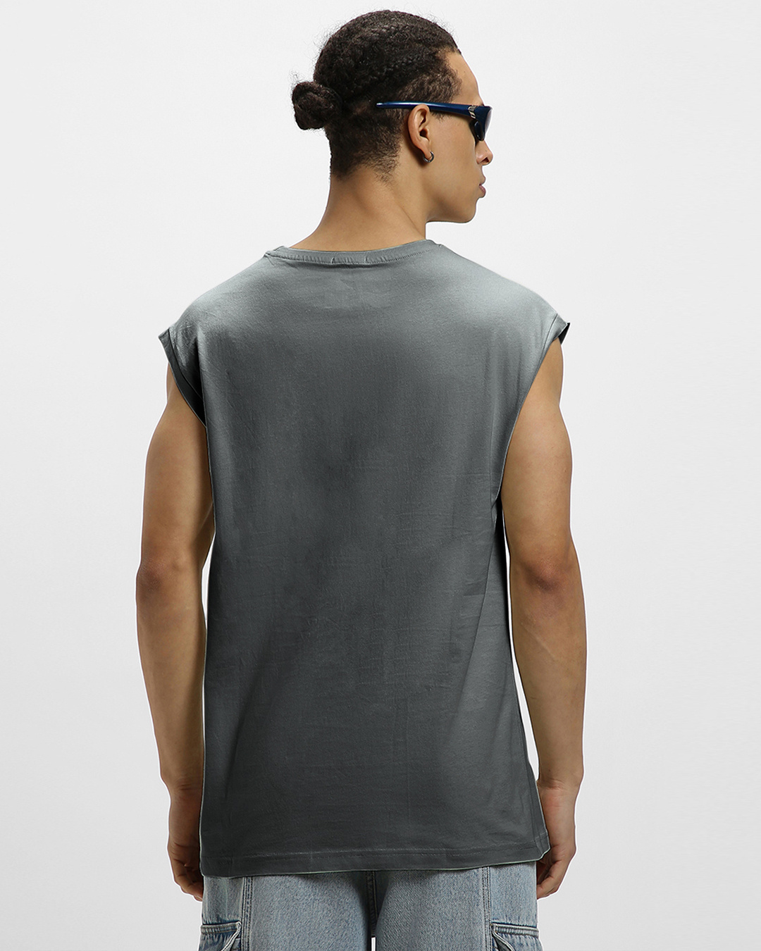 Buy Men's Grey Calm Down Graphic Printed Boxy Fit Vest Online at Bewakoof