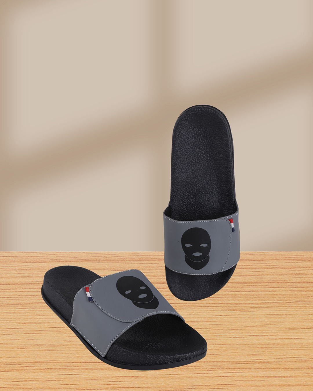 Buy Men's Grey Cartoon Printed Velcro Sliders Online in India at Bewakoof