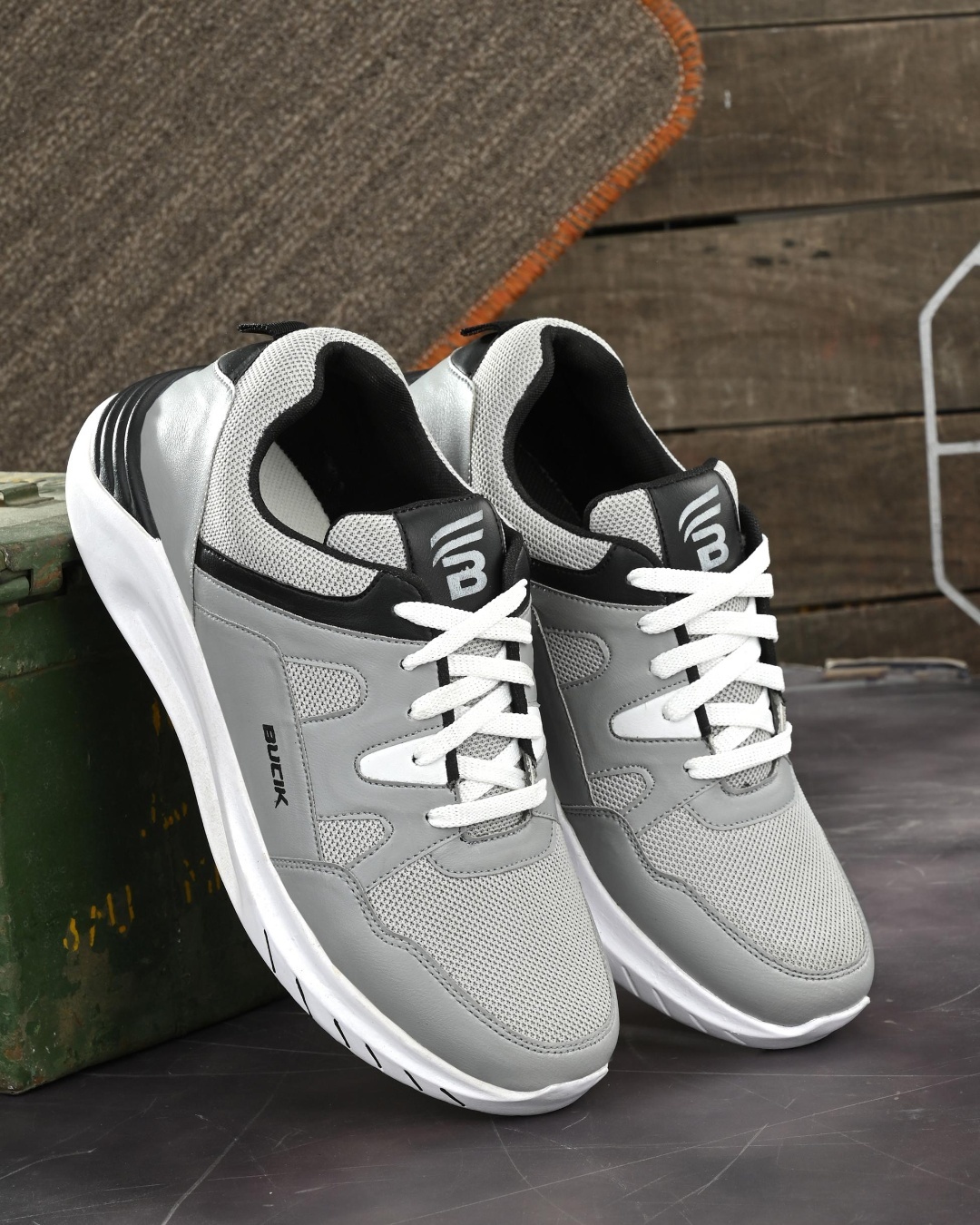 Buy Men's Grey Color Block Casual Shoes Online in India at Bewakoof