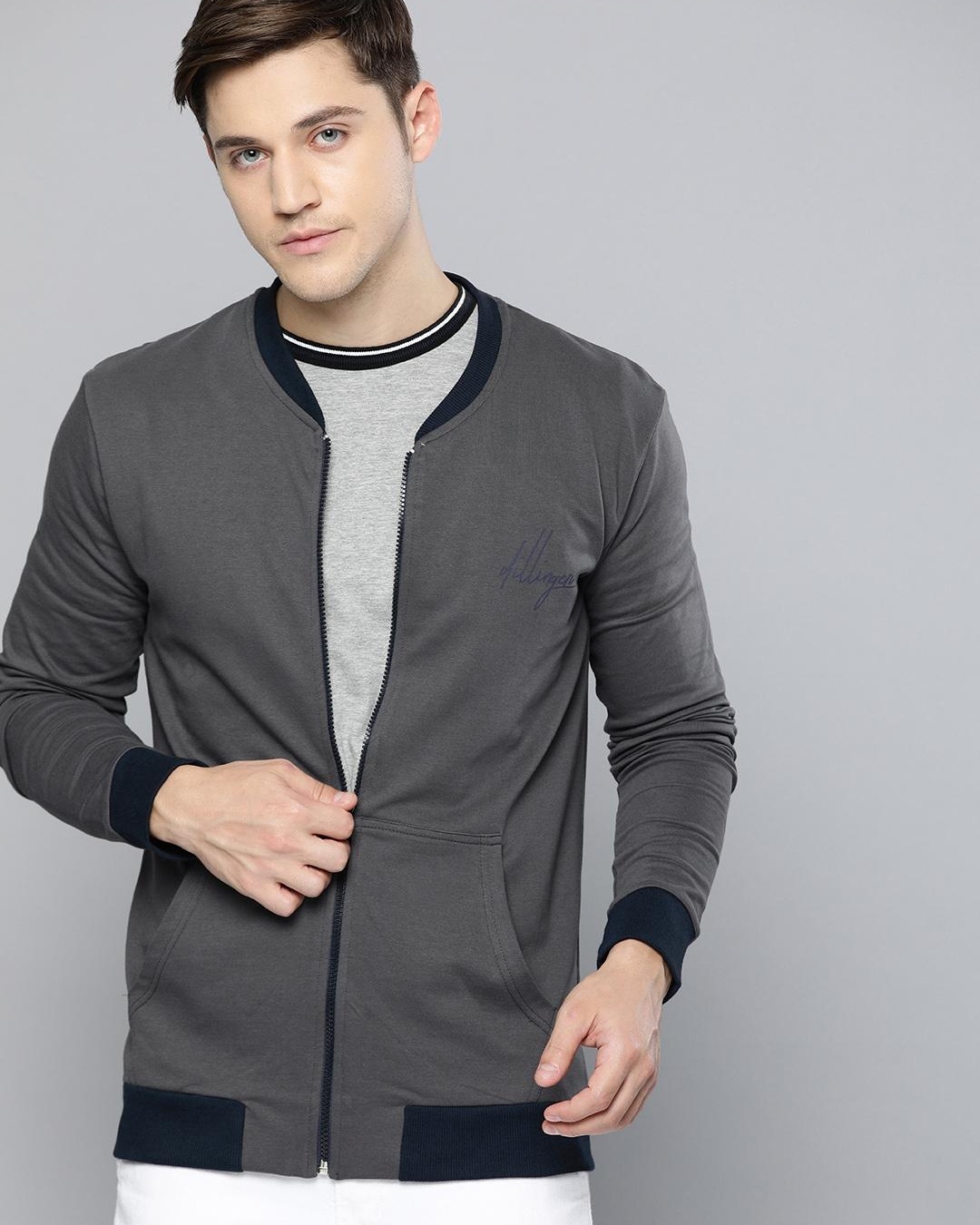 Buy Men's Grey Color Block Jacket Online at Bewakoof