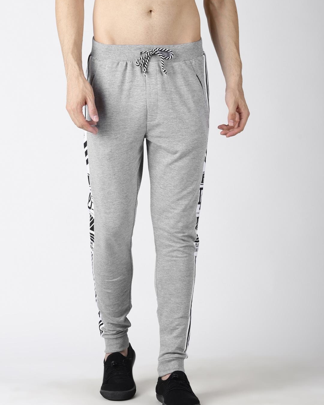 Buy Men's Grey Color Block Joggers Online at Bewakoof